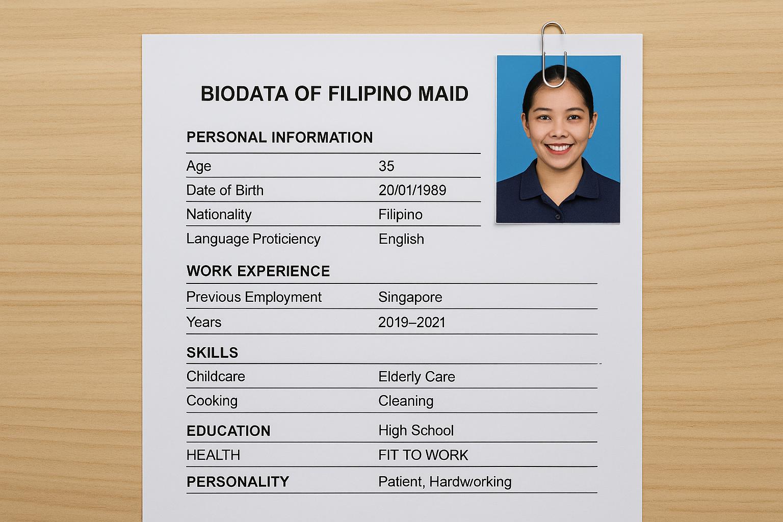 Maid Biodata Malaysia [Hire Filipino Maid Biodata and Indonesia]